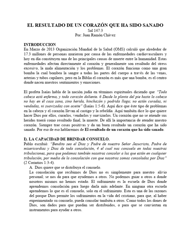 El Resultado de Un Corazon Que Ha Sido Sanado | PDF | Pablo el apóstol ...
