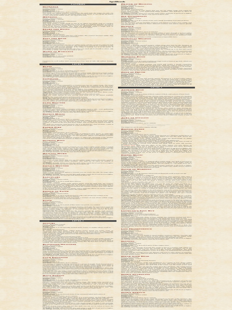 Spells Dungeons & Dragons - D&D 5e | PDF