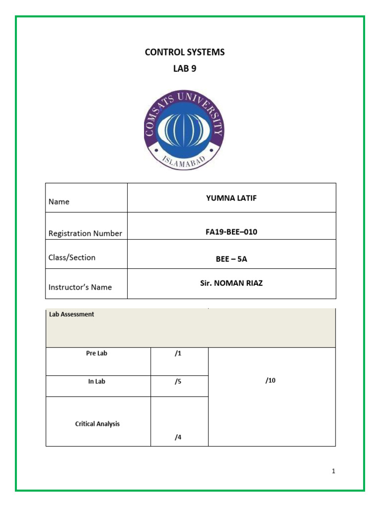Control Systems Lab 9: Root Locus Analysis | PDF | Teaching Methods & Materials | Computers