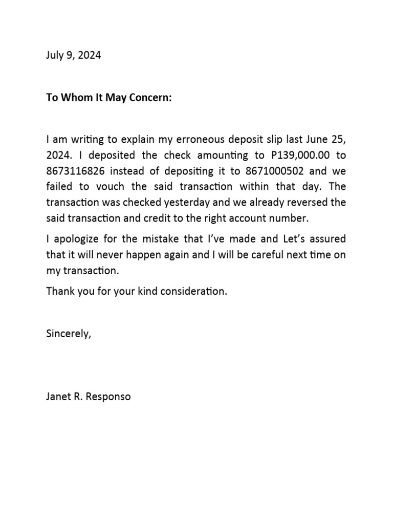 Explanation Letter | PDF