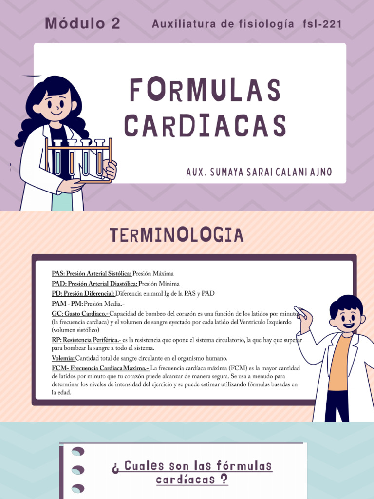 Formulas Cardiacas (Mod 2) | PDF | Presión sanguínea | Ritmo cardiaco