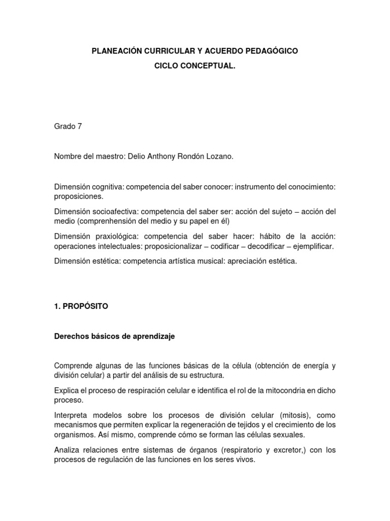 Planeación Segundo Periodo Ciencias Naturales de - 240701 - 102903 | PDF | Biología