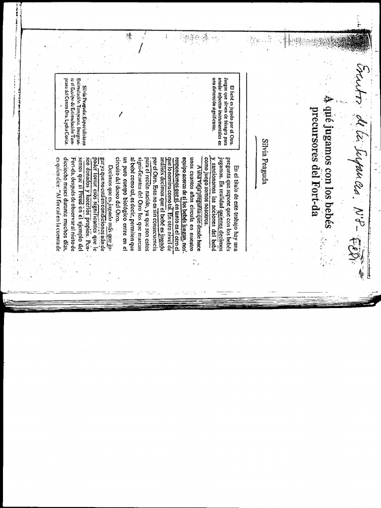 Peaguda S - A Que Jugamos Con Los Bebes. Precursores Del Fort-Da | PDF