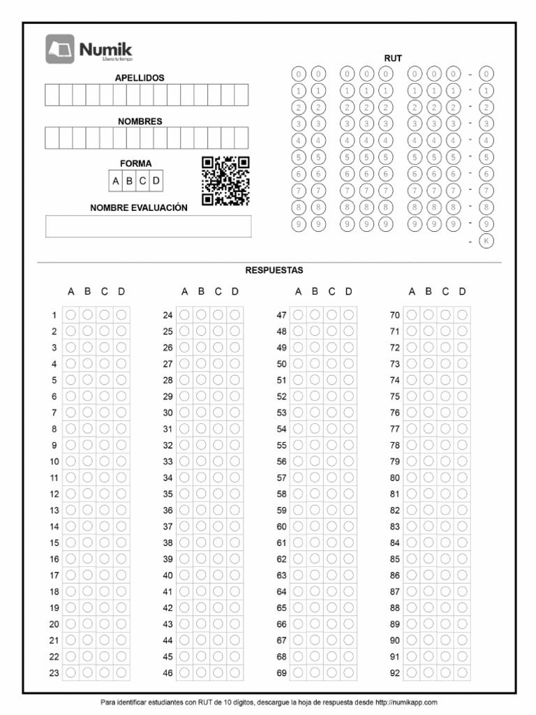 Hoja Respuestas 4 Alternativa | PDF