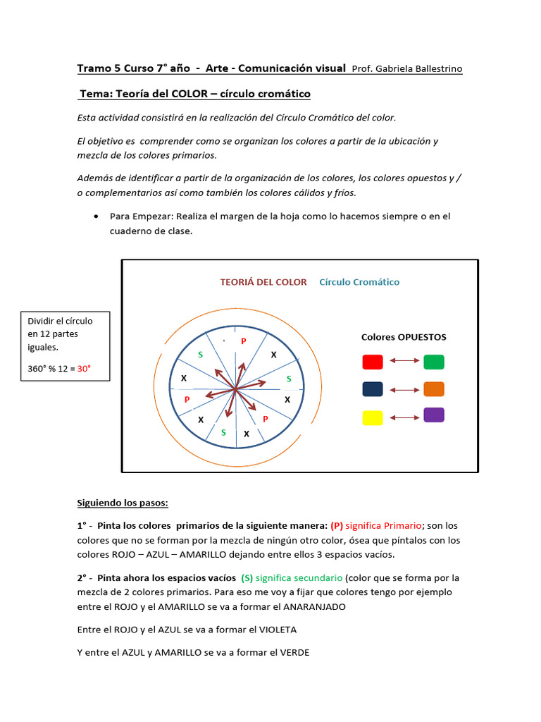 7deg_ano_Teoria_del_color_-__circulo_cromatico | PDF | Color | Rojo