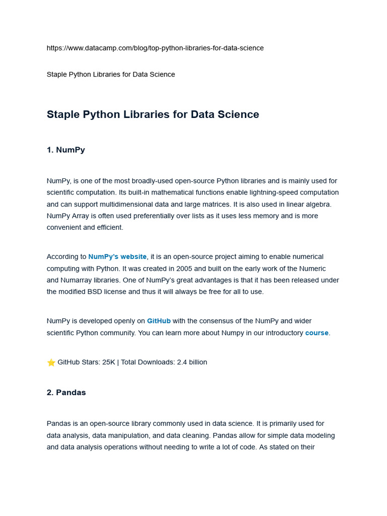 Staple Python Libraries For Data Science | PDF | Machine Learning | Deep Learning