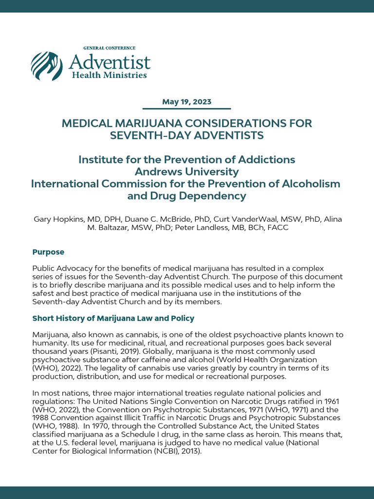 Medical Marijuana Considerations For Seventh Day Adventists | PDF ...