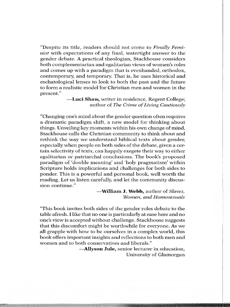 John G. Stackhouse - Finnaly Feminist - A Pragmatic Christian ...