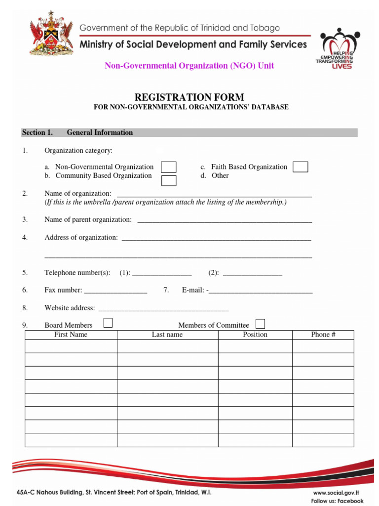 NGO Database Registration Form | PDF | Non Governmental Organization