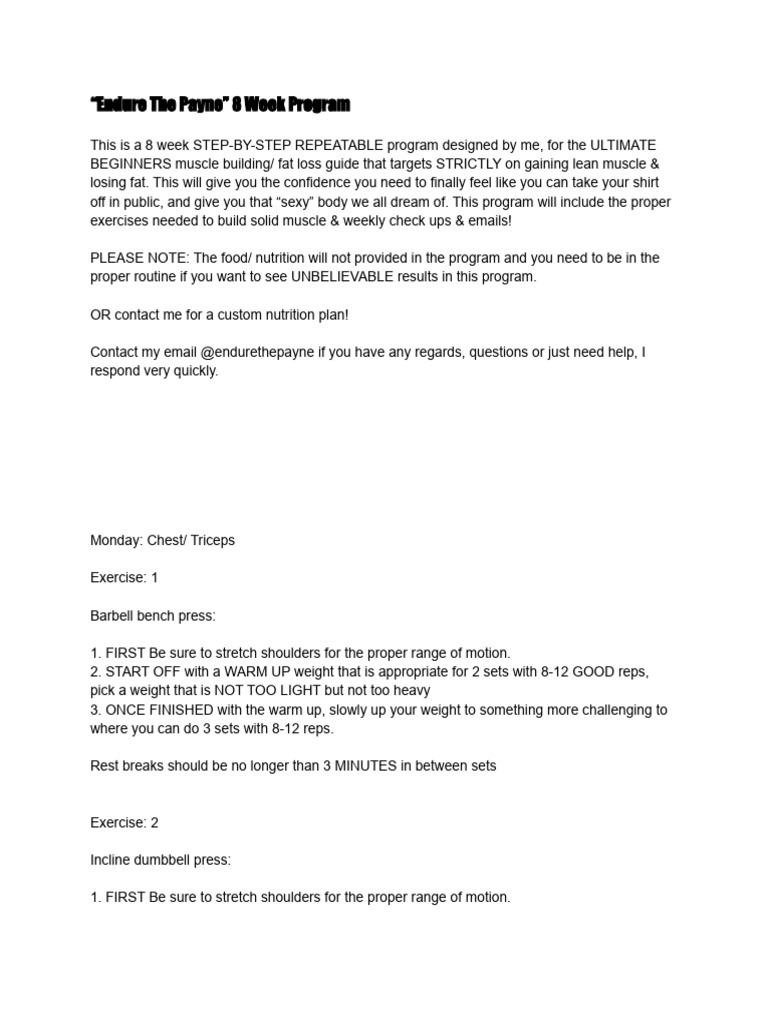 8 Week Transformation Plan | PDF | Management Of Obesity | Weight