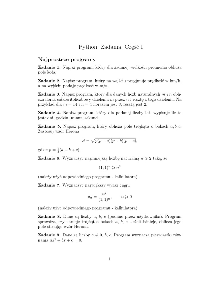 Python Zadania 1 | PDF