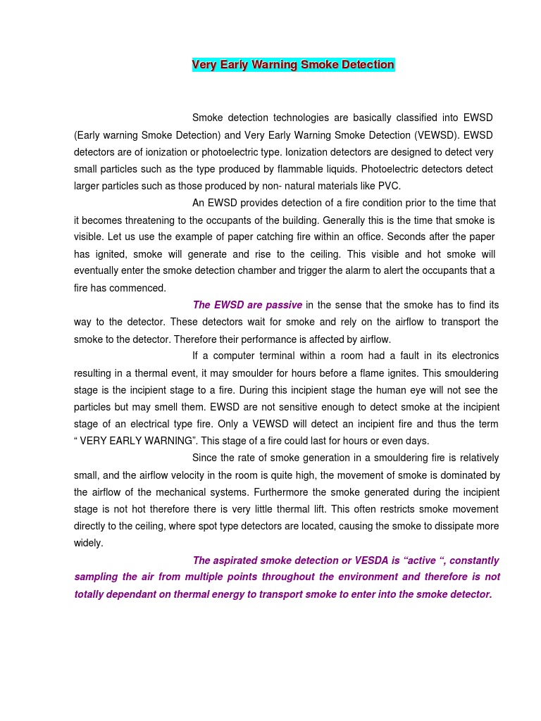 Very Early Warning Smoke Detection | PDF | Smoke | Energy Technology