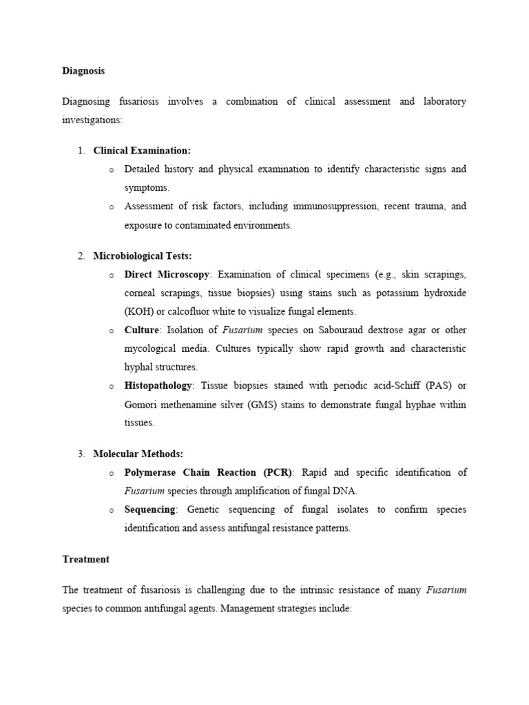 Fusariosis Diagnosis and Treatment Guide | PDF | Infection ...