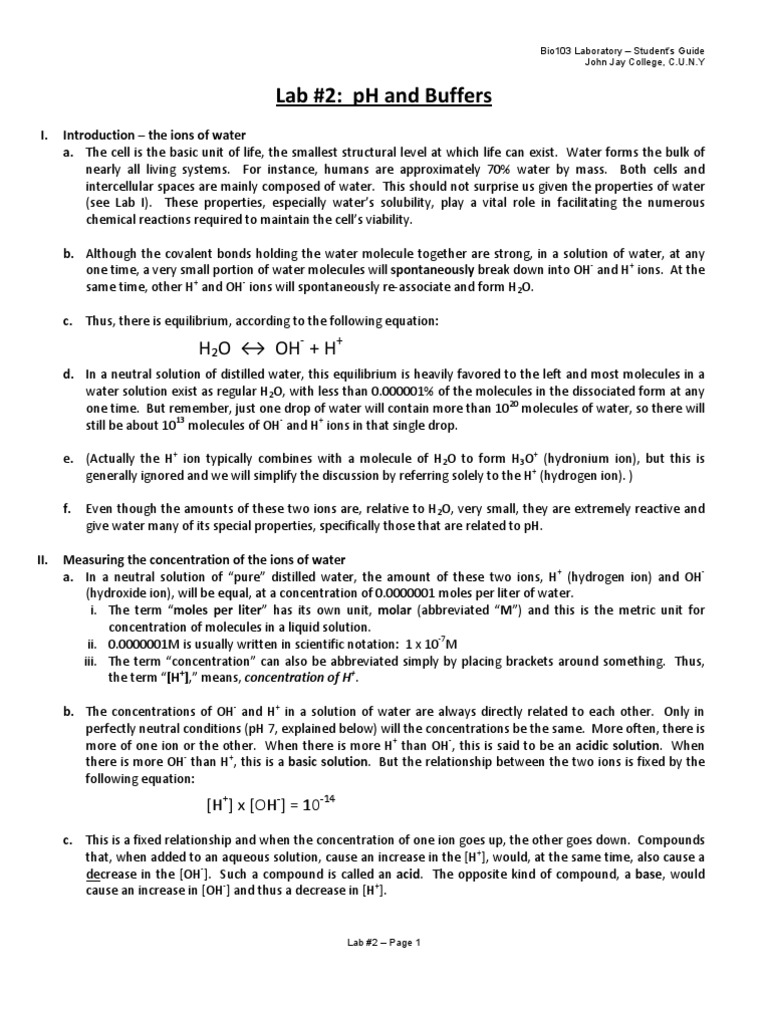 103lab2 Revised PH STUDENTS | PDF | Acid | Ph