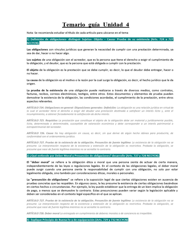 Temario Guia Unidad 4 | PDF | Pagos | Estatuto de limitaciones