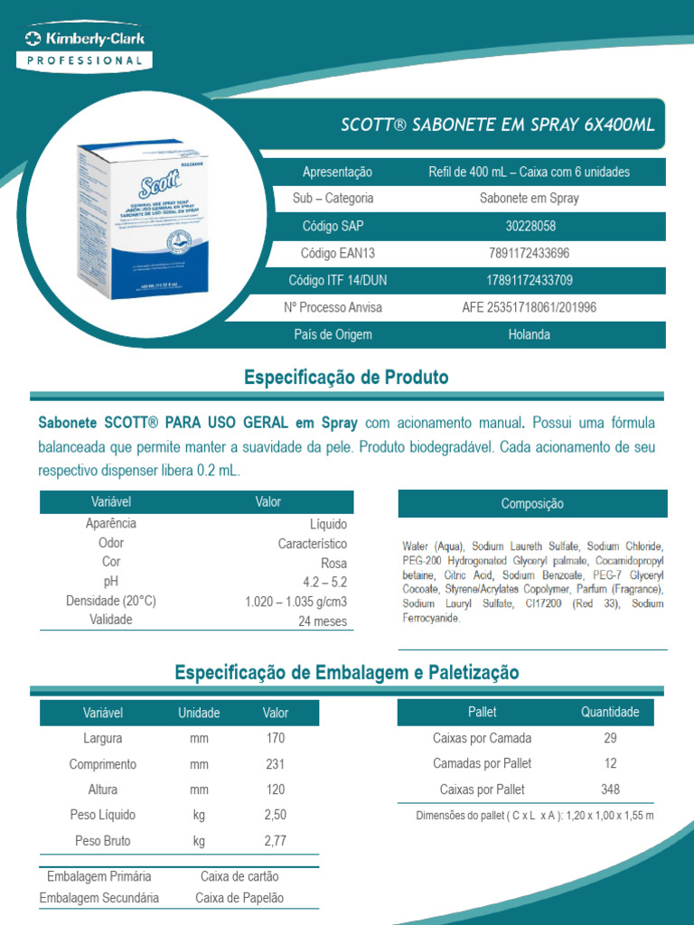 FISPQ Sabonete Scott® Spray Uso Geral 400ml | PDF | Embalagem e rotulagem