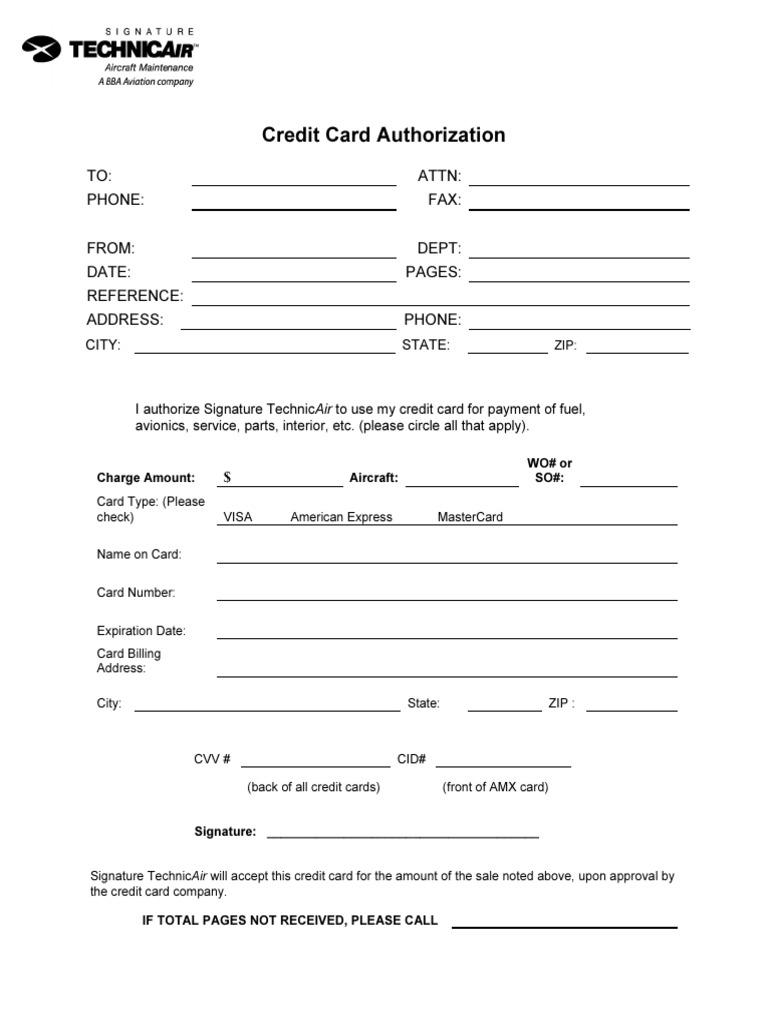 Credit Card Authorization | PDF