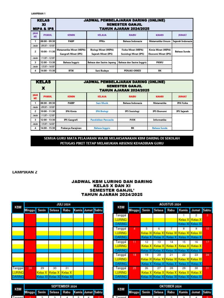 Perubahan Jadwal KBM Daring | PDF