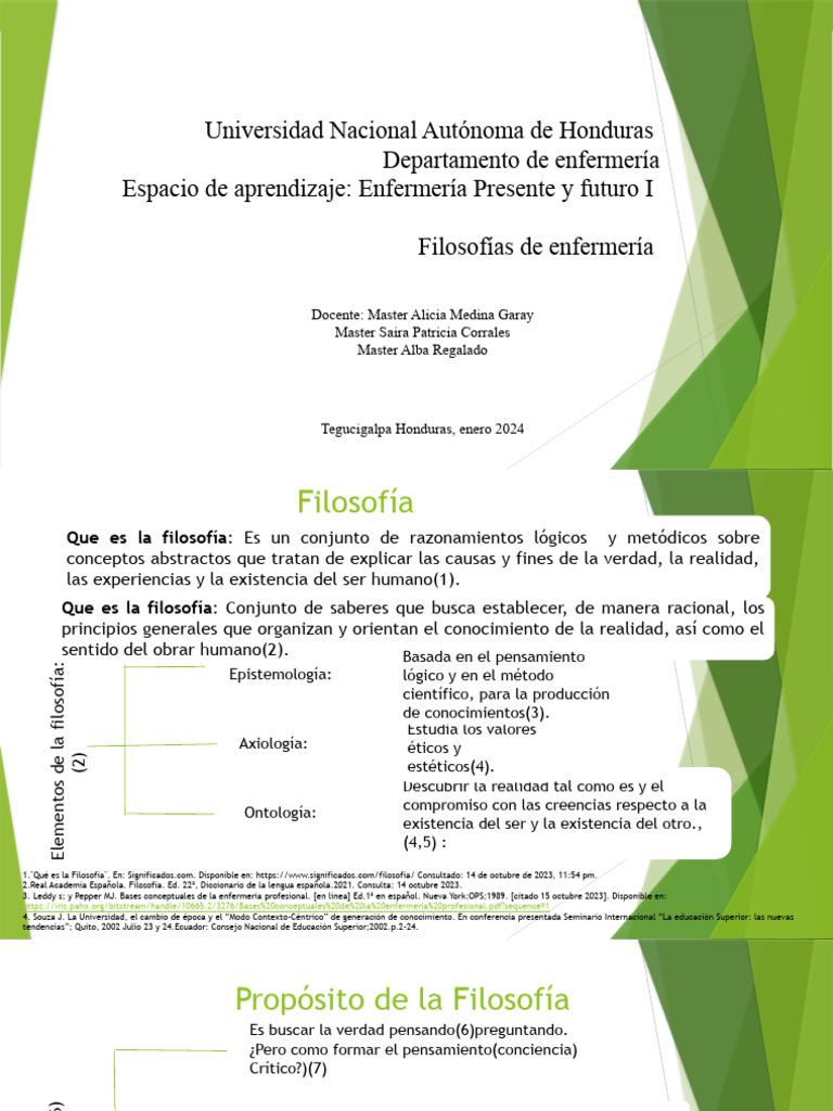 Clase 1. Filosofia de Enfermería | PDF | Enfermería | Conocimiento