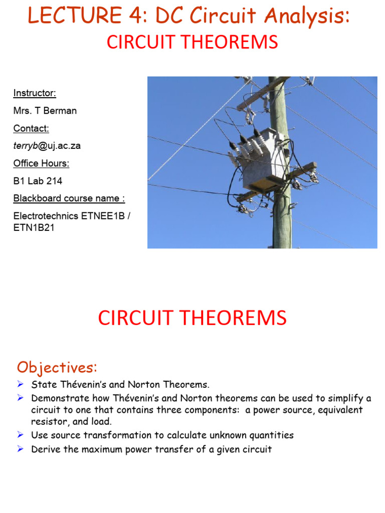 Lecture 4 Circuit Theorems 2 Pdf Electrical Network Electrical Engineering