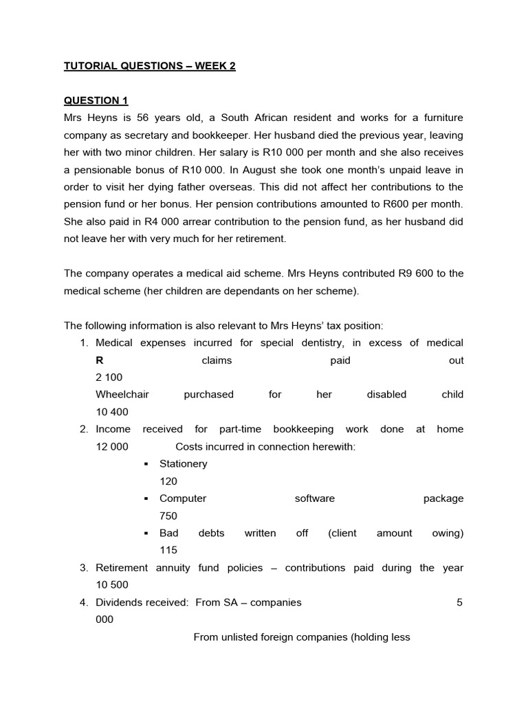 Tutorial Question - Week 2 | PDF | Pension | Retirement