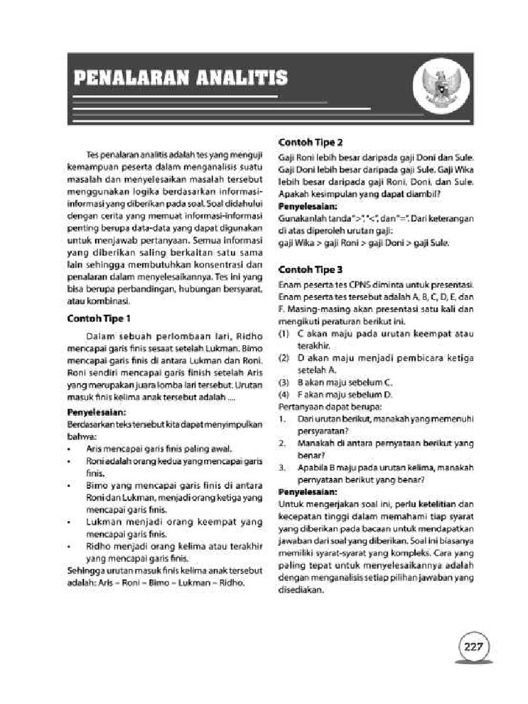Materi Dan Pembahasan Soal Penalaran Analitis | PDF