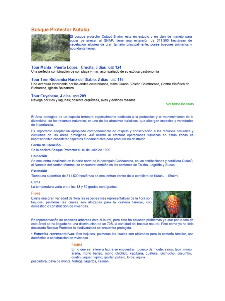 Bosque Kutuku: Flora y Fauna Protegidas | PDF | Los bosques | Ciencias ...