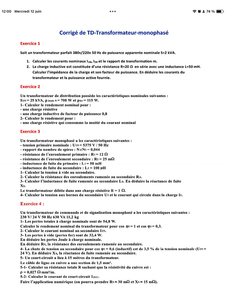 TD Transformateur | PDF