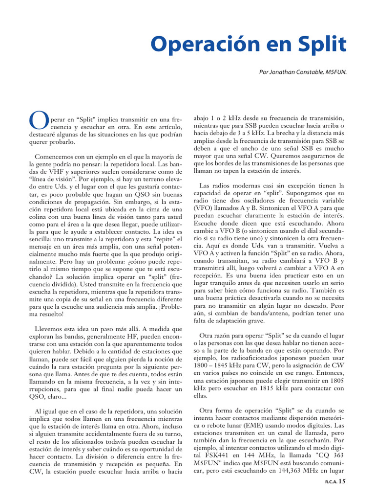 Operación en Split - 108 | PDF | Radiodifusión | Radio