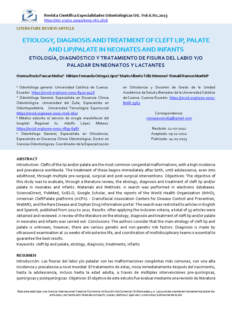 Etiologia Diagnostico y Tratamiento Del Labio Pala | PDF ...