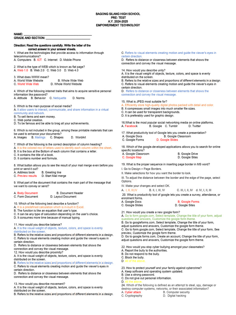 1st Q Emptech Exam | PDF | World Wide Web | Internet & Web