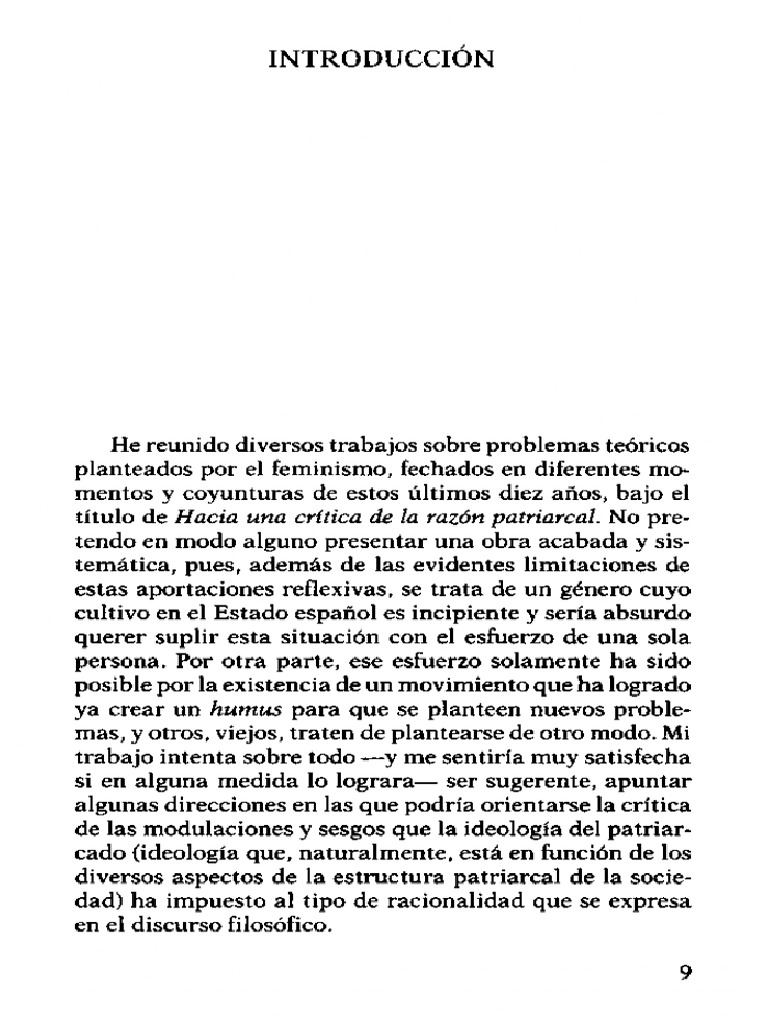 Crítica de la razón patriarcal en filosofía | PDF | Razón | Feminismo