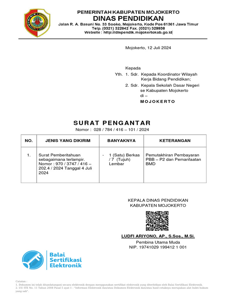 Surat Pemutakhiran Pembayaran PBB-P2 & Pemanfaatan BMD | PDF