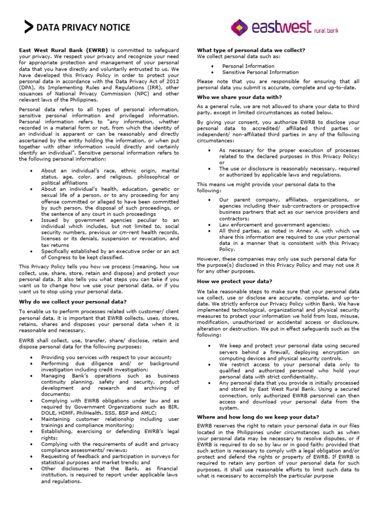 EWRB Data Privacy Notice | PDF | Privacy Policy | Privacy