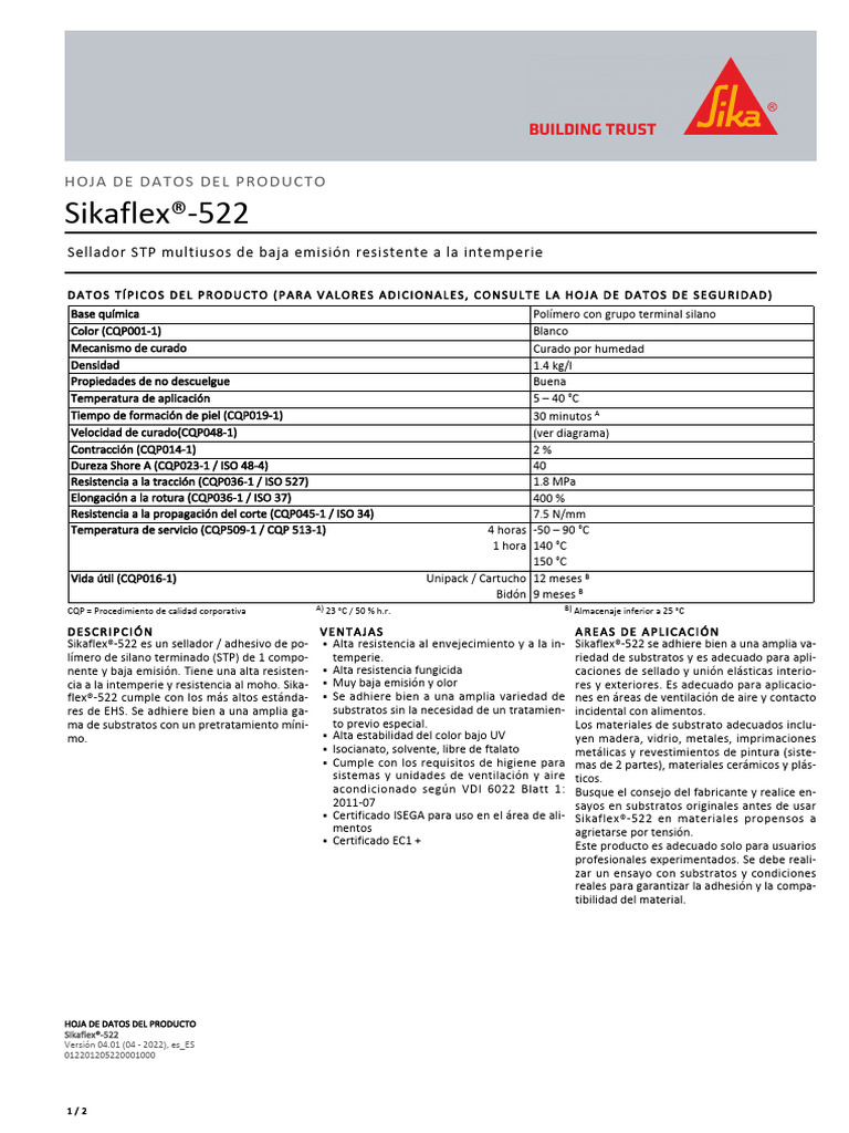 sikaflex-522 | PDF | Petróleo | Agua