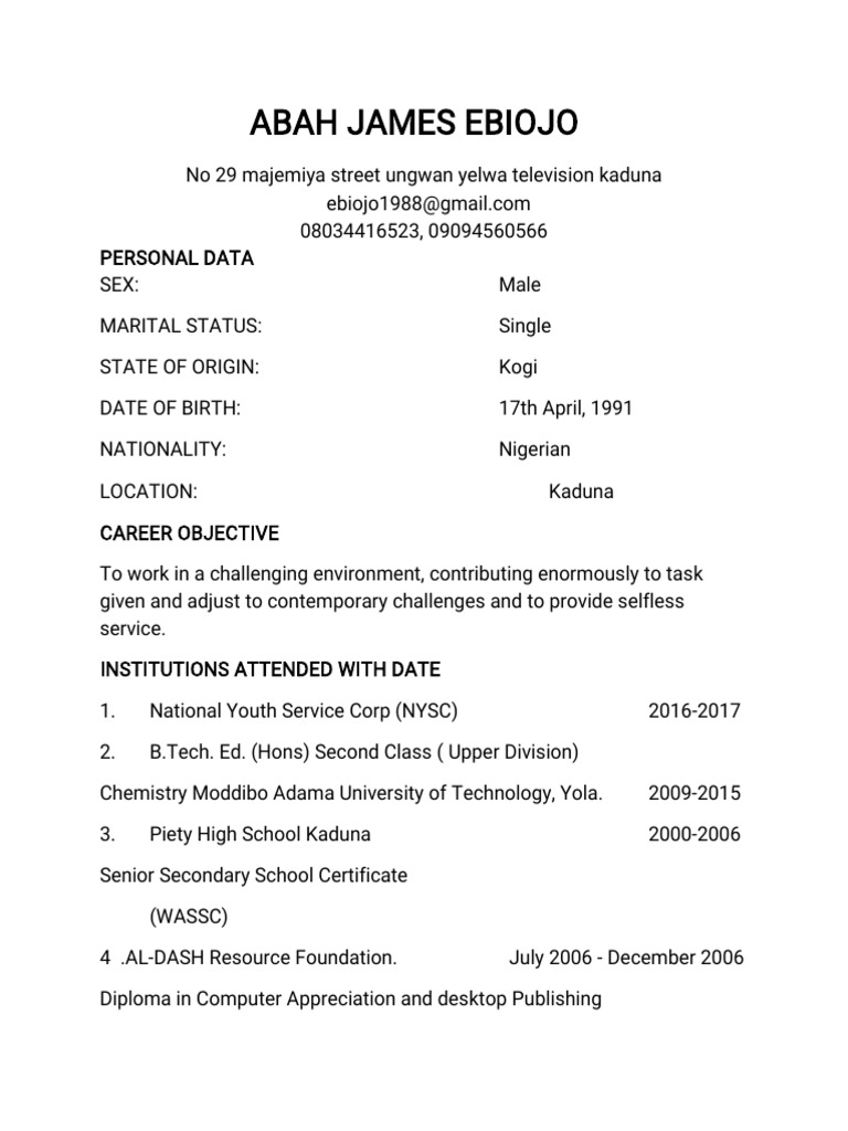 James Abah Resume Updated - James Abah | PDF | Sales