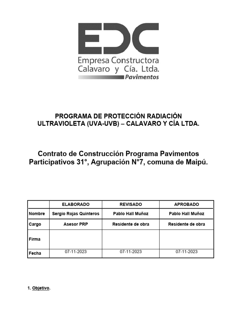 Programa de Protección Radiación Ultravioleta | PDF | Ultravioleta | Seguridad y salud ocupacional