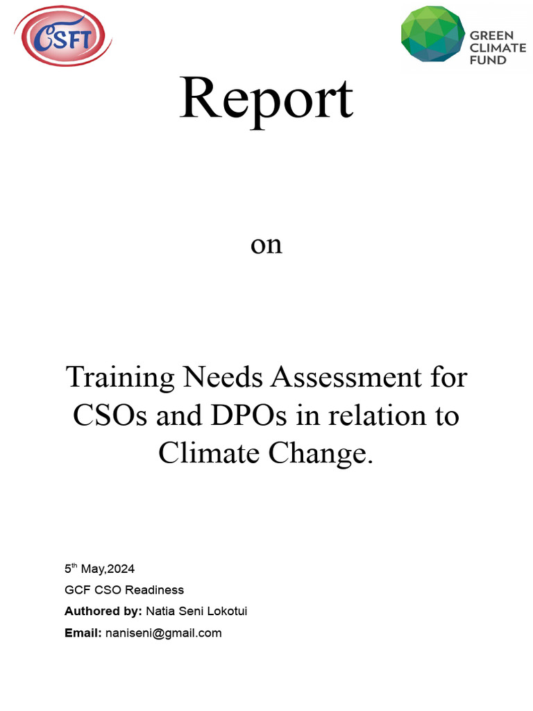 Training Needs Assessment For CSOs and DPOs in Tonga 2024 | PDF | Science | Climate Change