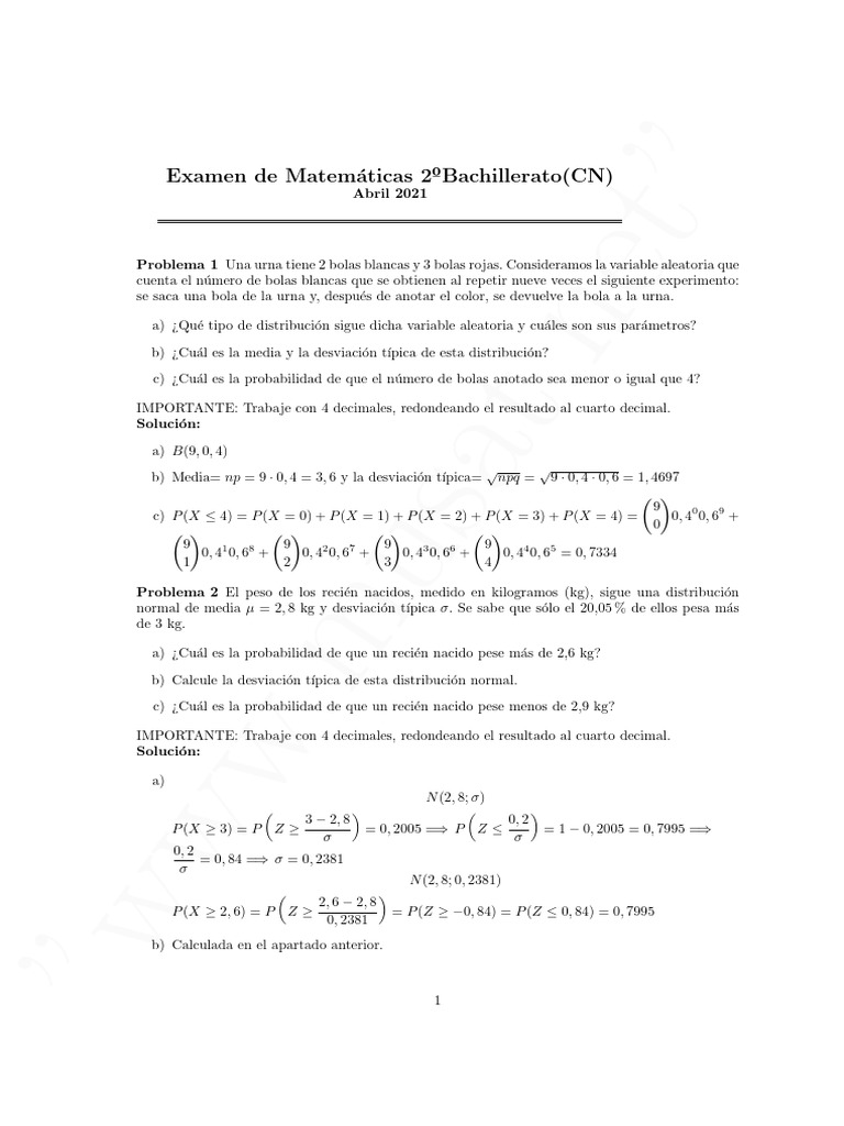 Prob Est 1 Sol | PDF | Teoría de la medida | Matemáticas Aplicadas