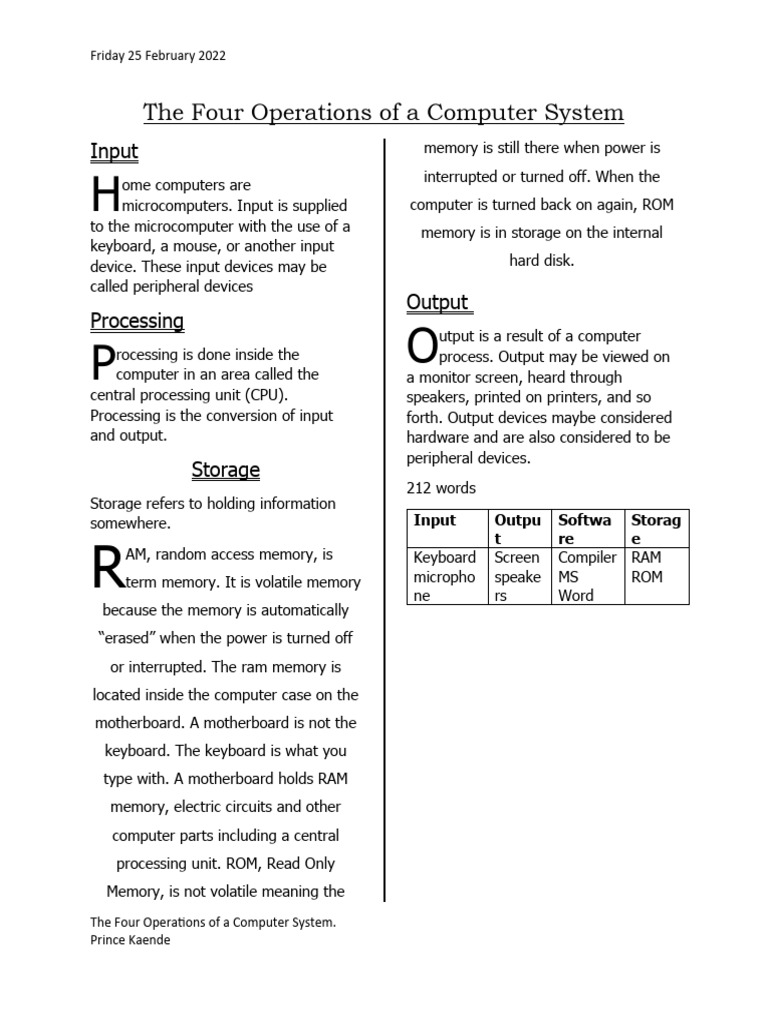Compsystem2 Prince Kaende | PDF | Computer Data Storage | Input/Output