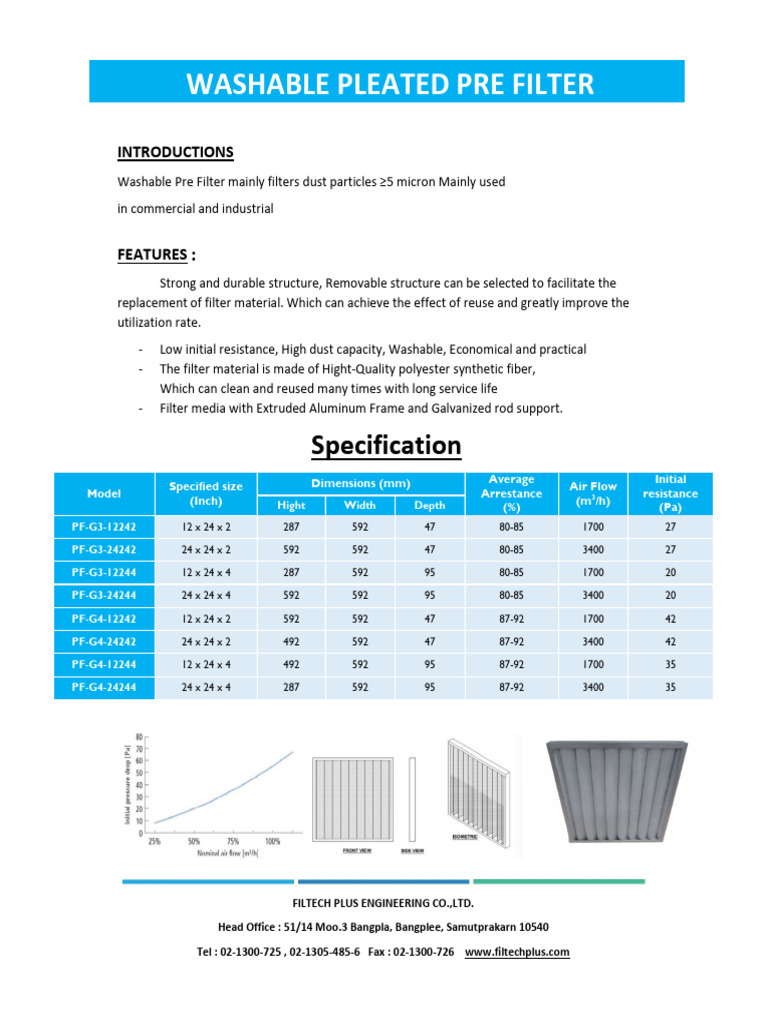 Washable Pre Filter | PDF | Building Engineering | Secondary Sector Of ...