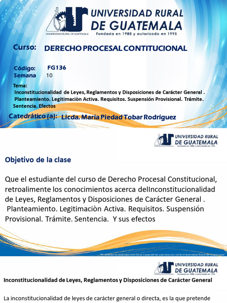 SEMANA 10 Inconstitucionalidad de Leyes, Reglamentos y Disposiciones de ...