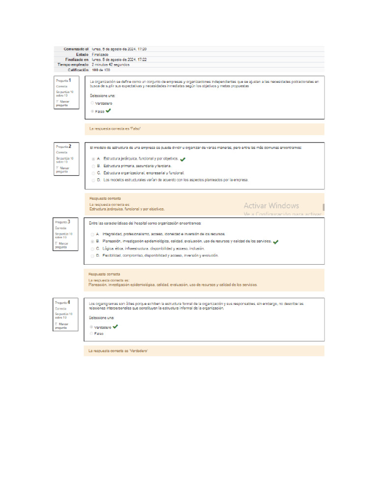 Evaluacion Modulo 2 Administracion de Empresas de Salud | PDF