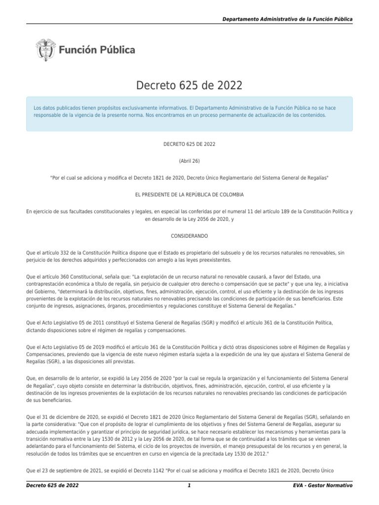 Modificaciones al Decreto 1821 de 2020 | PDF | Presupuesto | Constitución