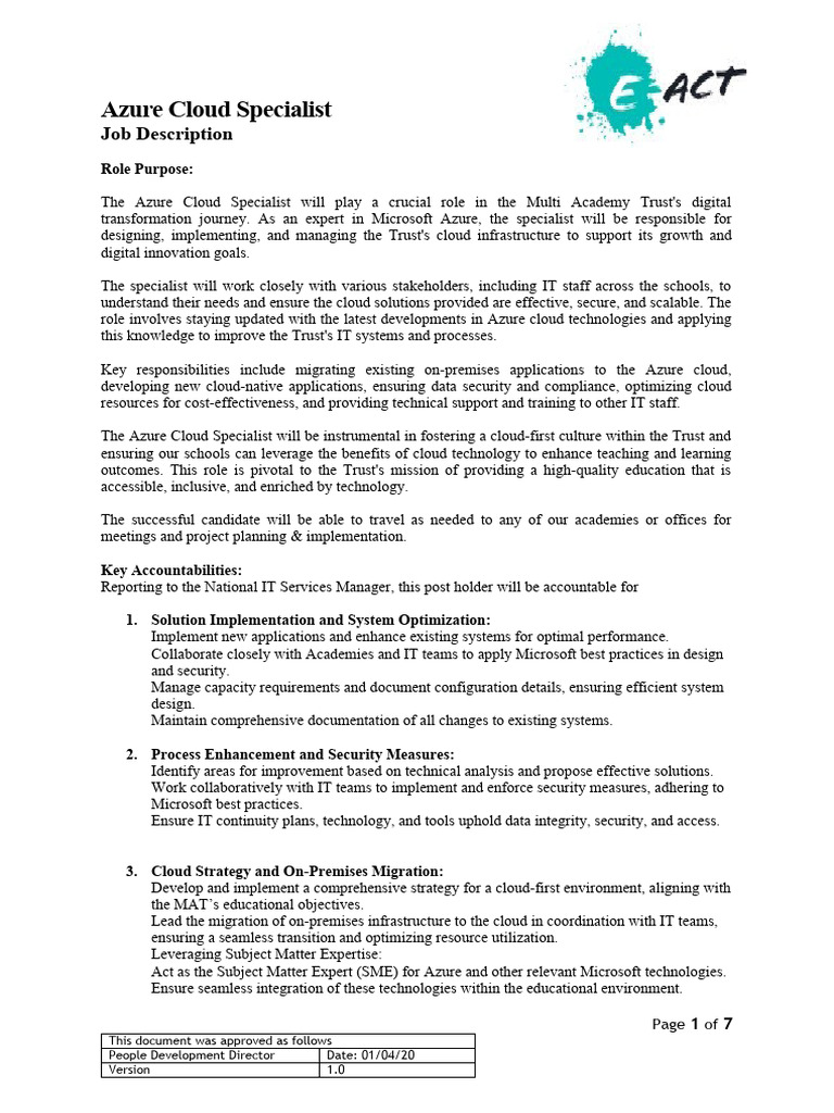 Azure Cloud Specialist Role Overview | PDF | Cloud Computing ...