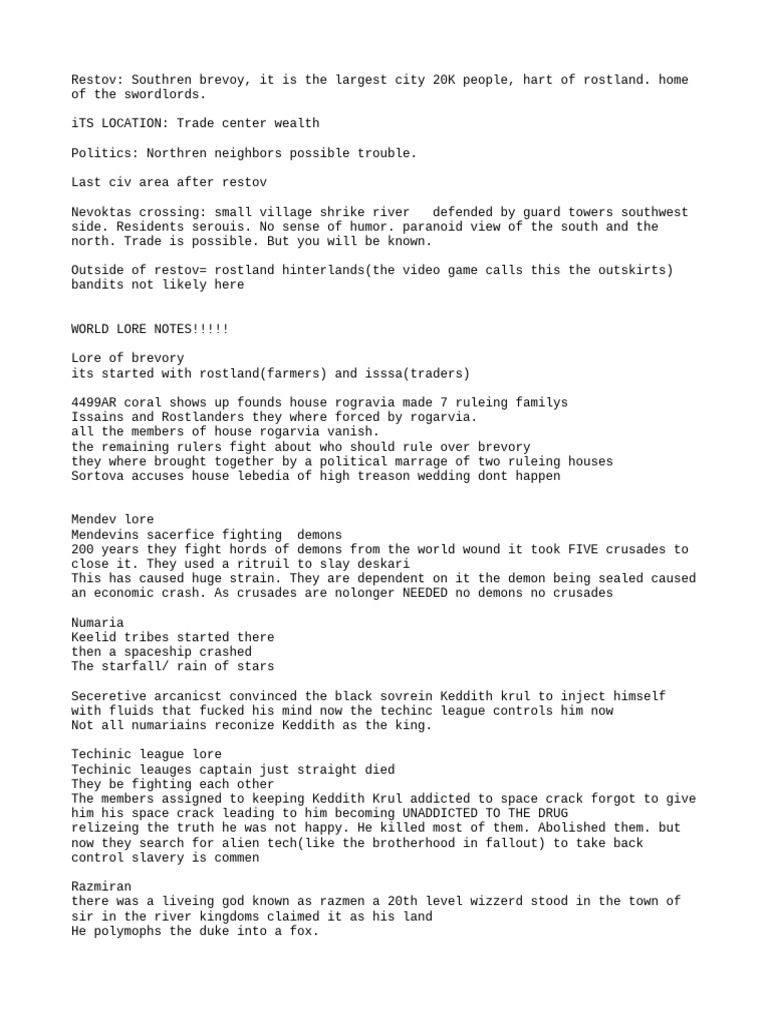 Pathfinder World Lore Handy Cheat Sheet | PDF | Young Adult