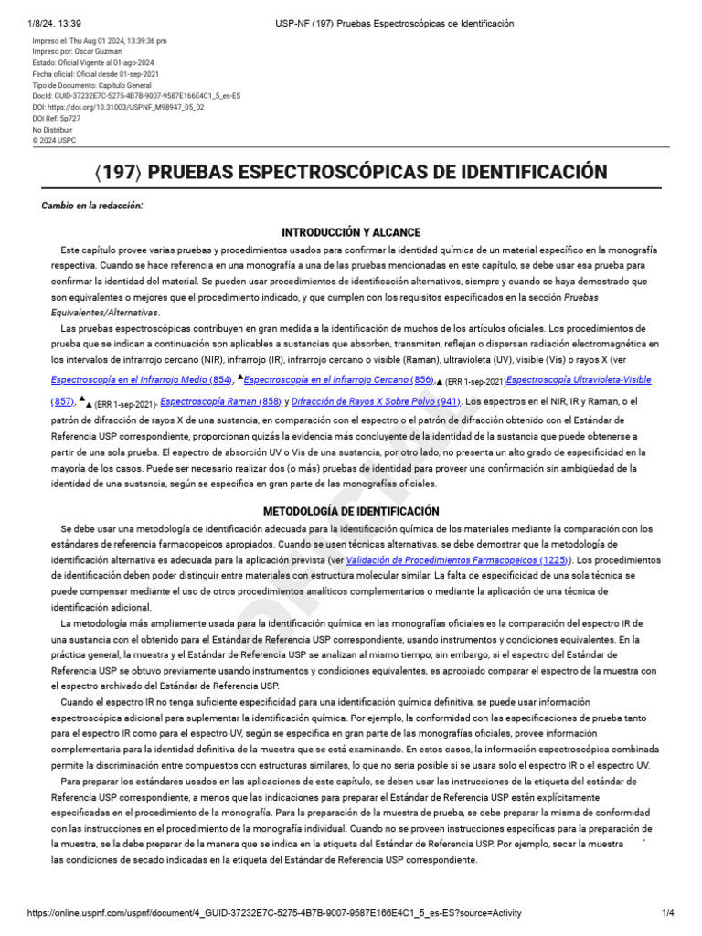 Pruebas Espectroscópicas USP | PDF | Espectroscopia | Espectroscopia ...