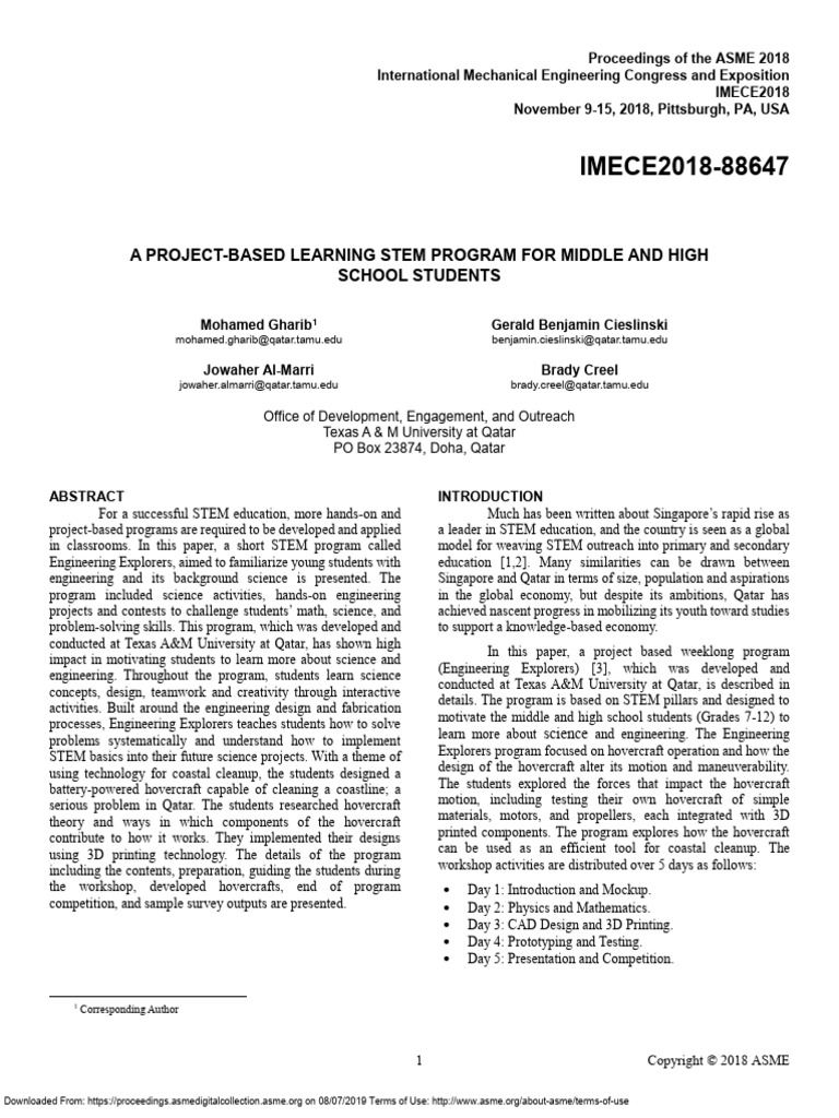 Gharib - 2018 - A PROJECT-BASED LEARNING STEM PROGRAM FOR MIDDLE AND ...