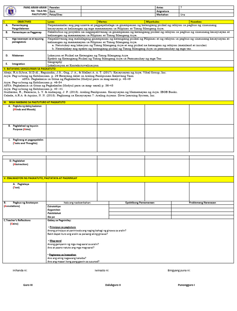 Q1 DLL Ap7 Week 1 | PDF