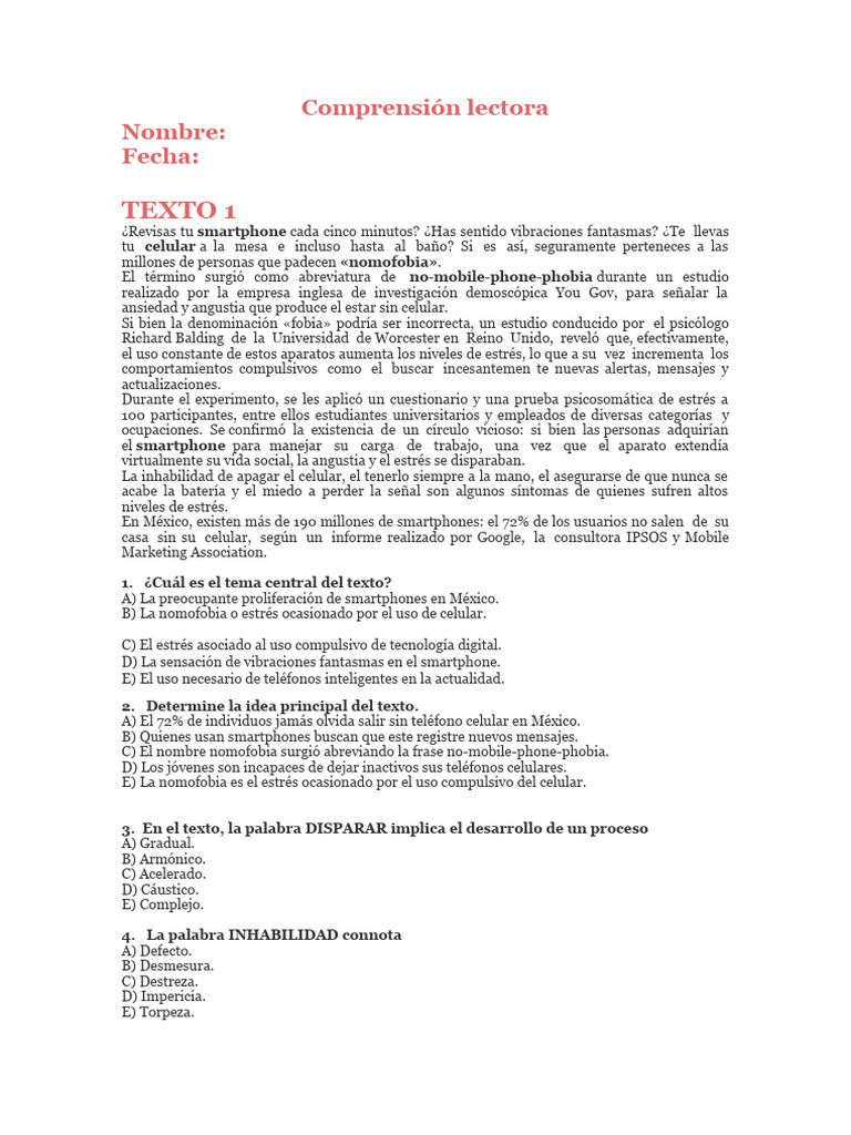 Comprensión Lectora | PDF | Leonardo Da Vinci | Dormir